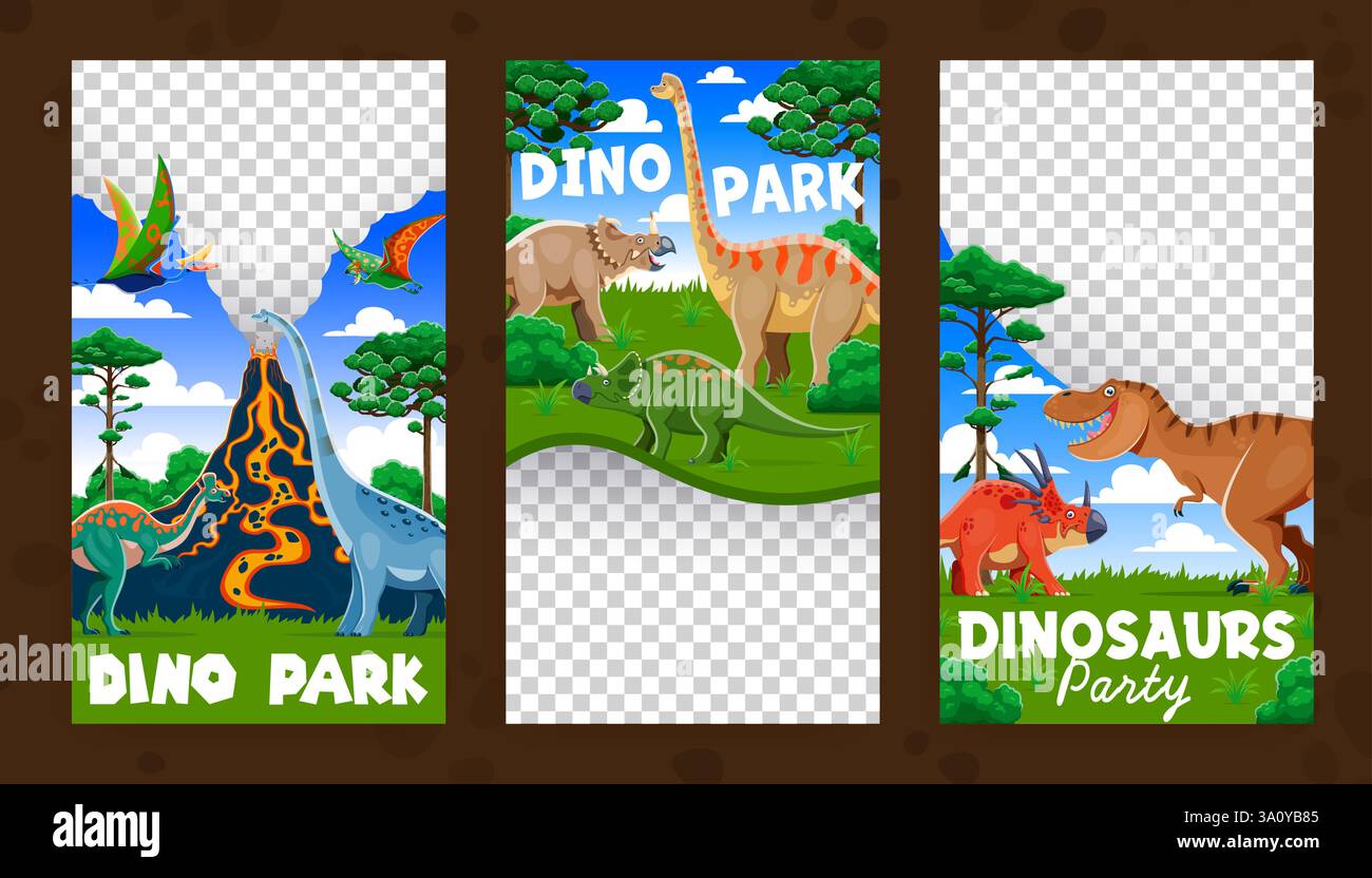 Prehistoric dinosaur banner templates for dino park or kids ...