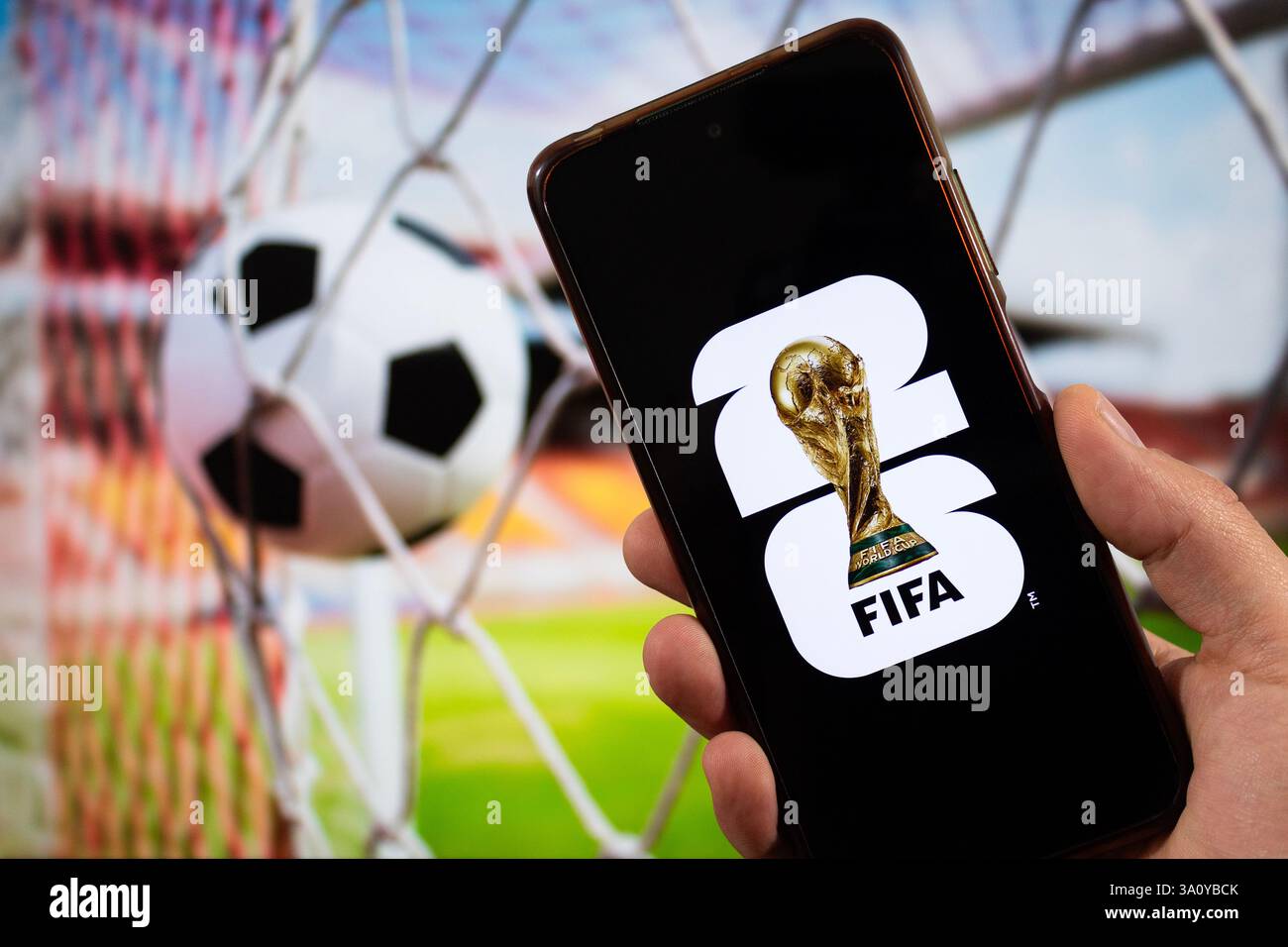 BOGOTA, COLOMBIA - MARCH 05 OF 2025 A male hand holding a smartphone ...