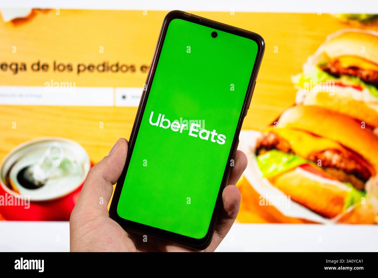 BOGOTA, COLOMBIA - MARCH 05 OF 2025 a smartphone with uber eats logo ...