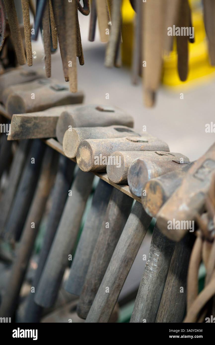 Photo shows the hammers that are used to forge hibashi furin wind ...