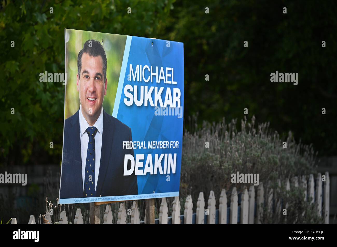Signage of Michael Sukkar MP, the Federal Member for Deakin is seen on ...