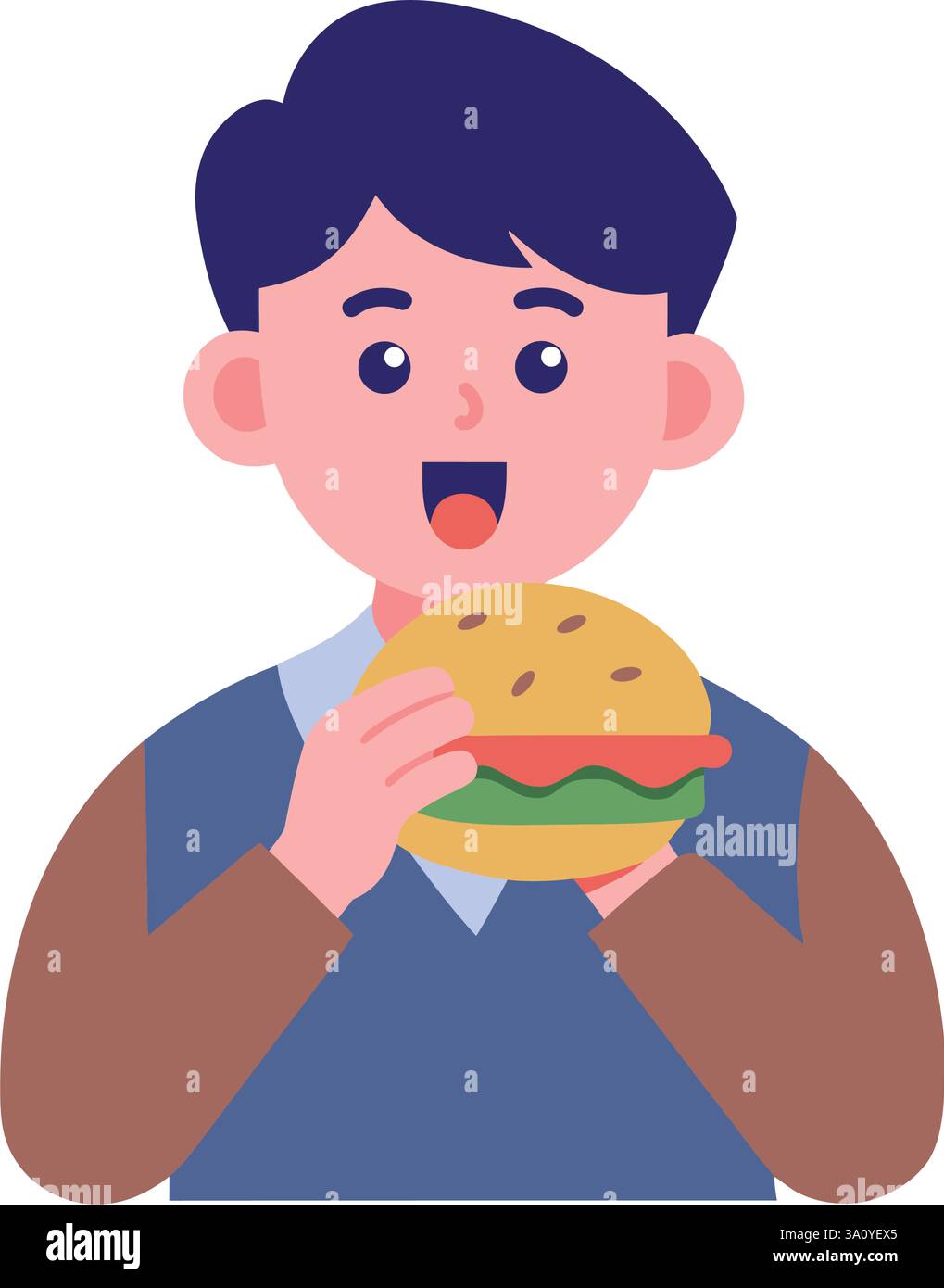 Student Eating Burger Stock Vector Image & Art - Alamy