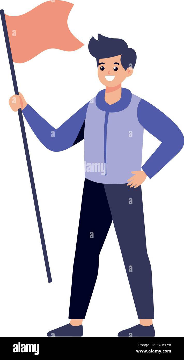 Student Leader Holding Flag Stock Vector Image & Art - Alamy