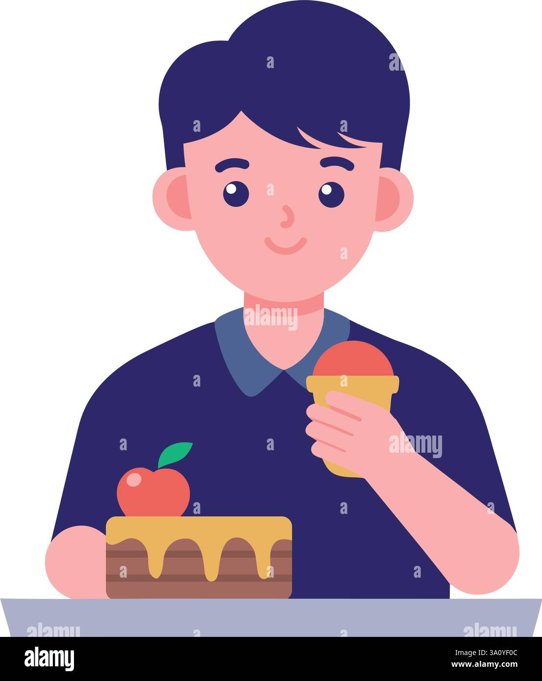 Student Eating Ice Cream Cake Stock Vector Image & Art - Alamy