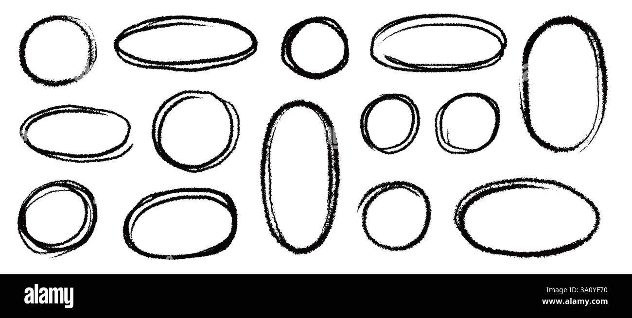 Marker brush marker scribble line circle frame shape set. Hand drawn ...