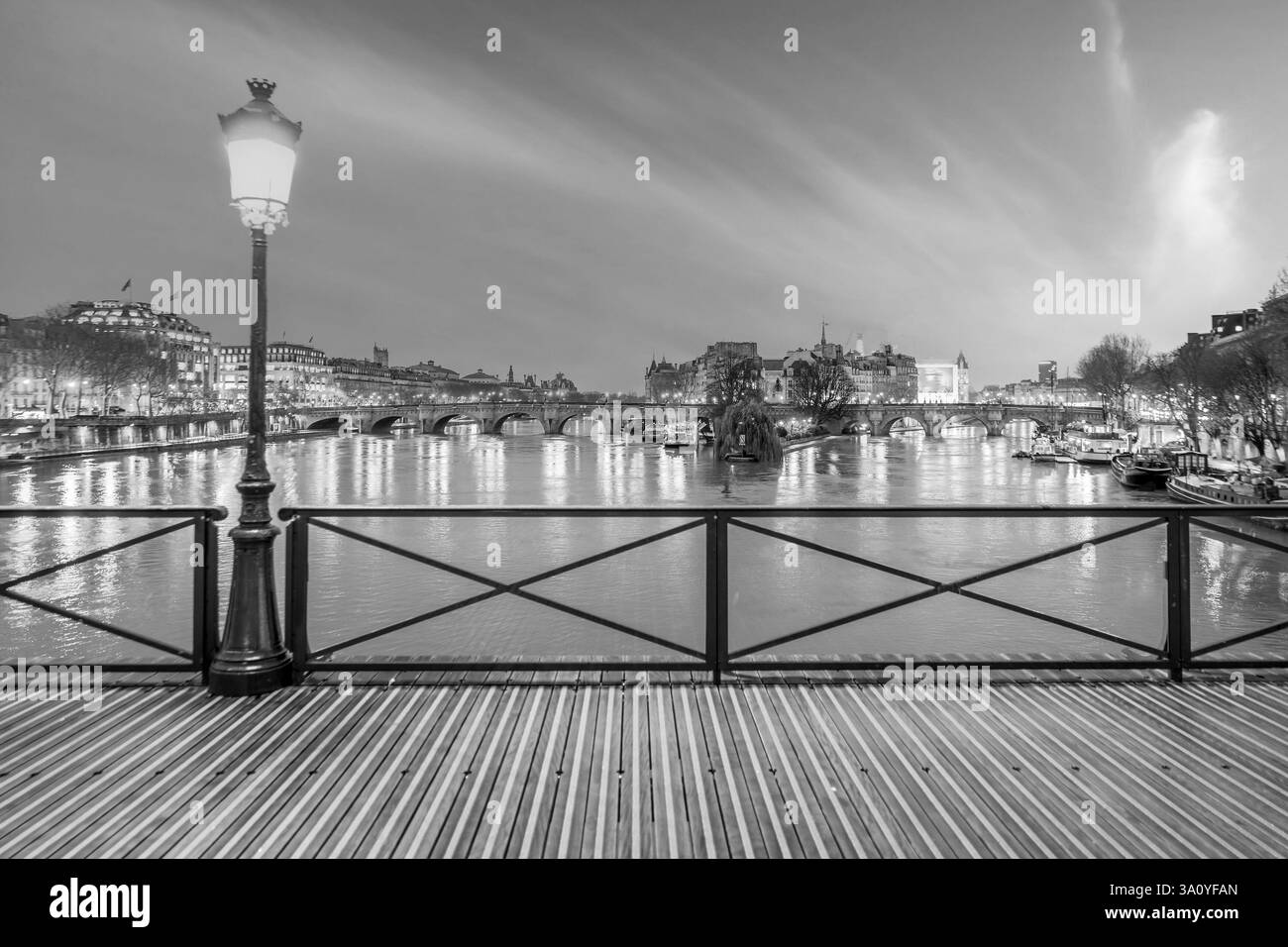 Pont des Arts bridge in Paris France and the River Seine at sunrise in ...