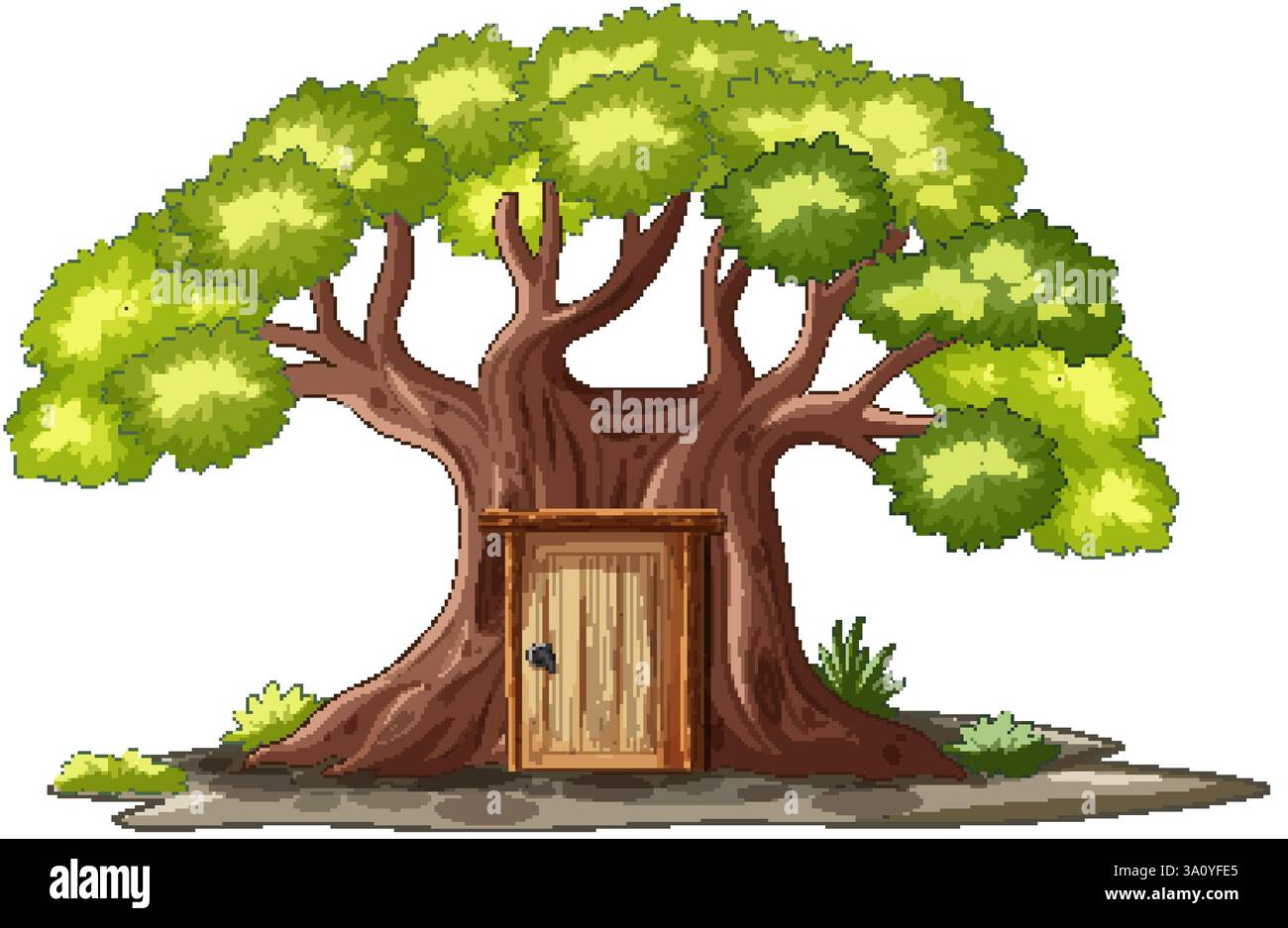 A magical tree with a mysterious door Stock Vector Image & Art - Alamy