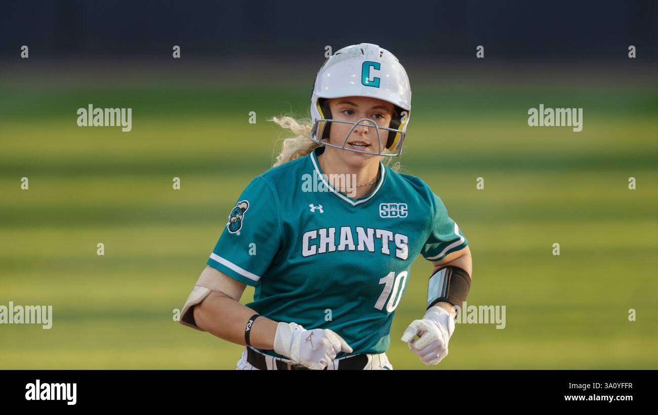 Coastal Carolina's Delaney Keith (10) runs the bases during an NCAA ...