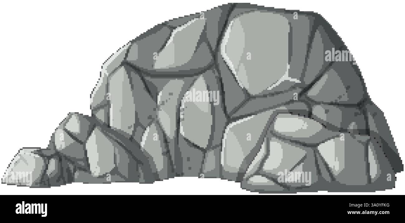 Vector illustration of a stylized rock formation with smooth shading ...