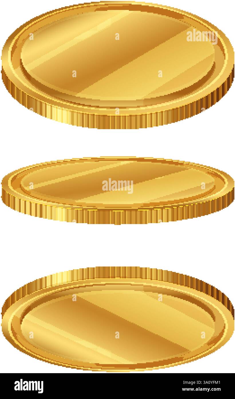 Three shiny gold coins stacked vertically Stock Vector Image & Art - Alamy