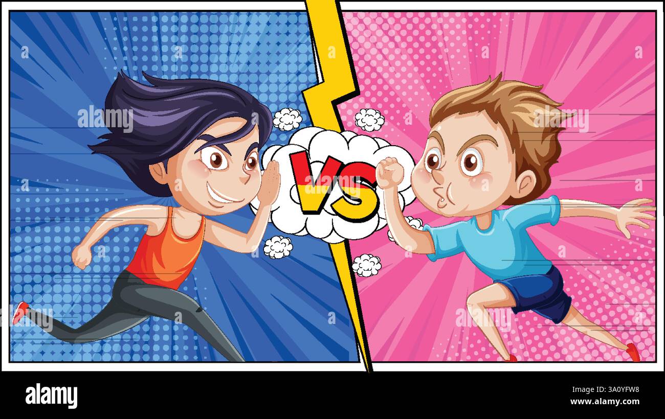 Two characters face off in a vibrant duel Stock Vector Image & Art - Alamy
