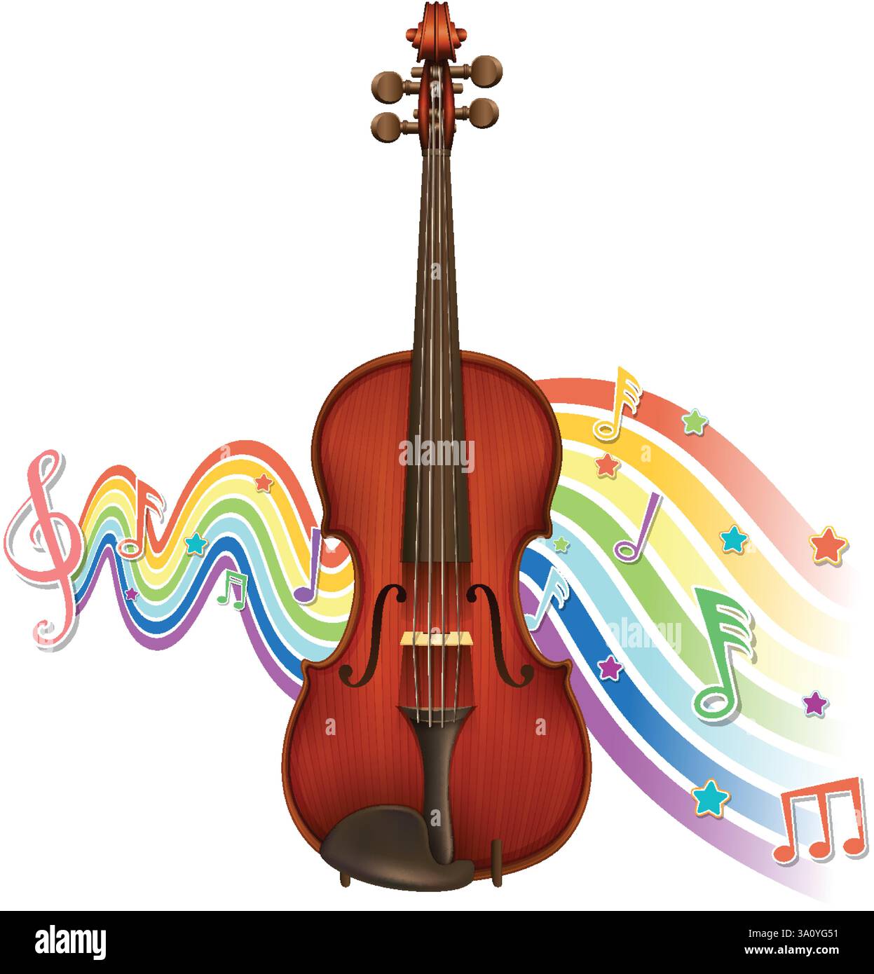 Violin with vibrant musical notes and rainbow waves Stock Vector Image ...