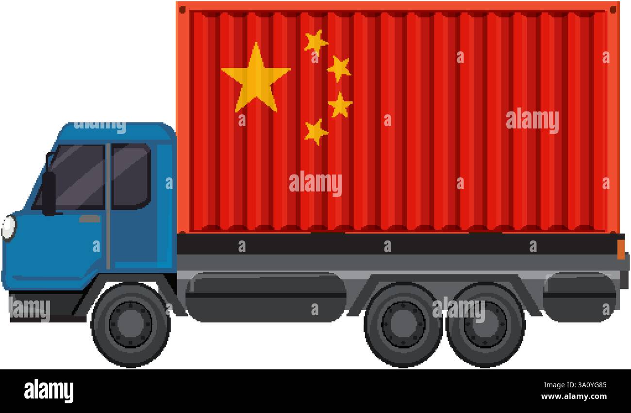 Truck with Chinese flag on shipping container Stock Vector Image & Art ...