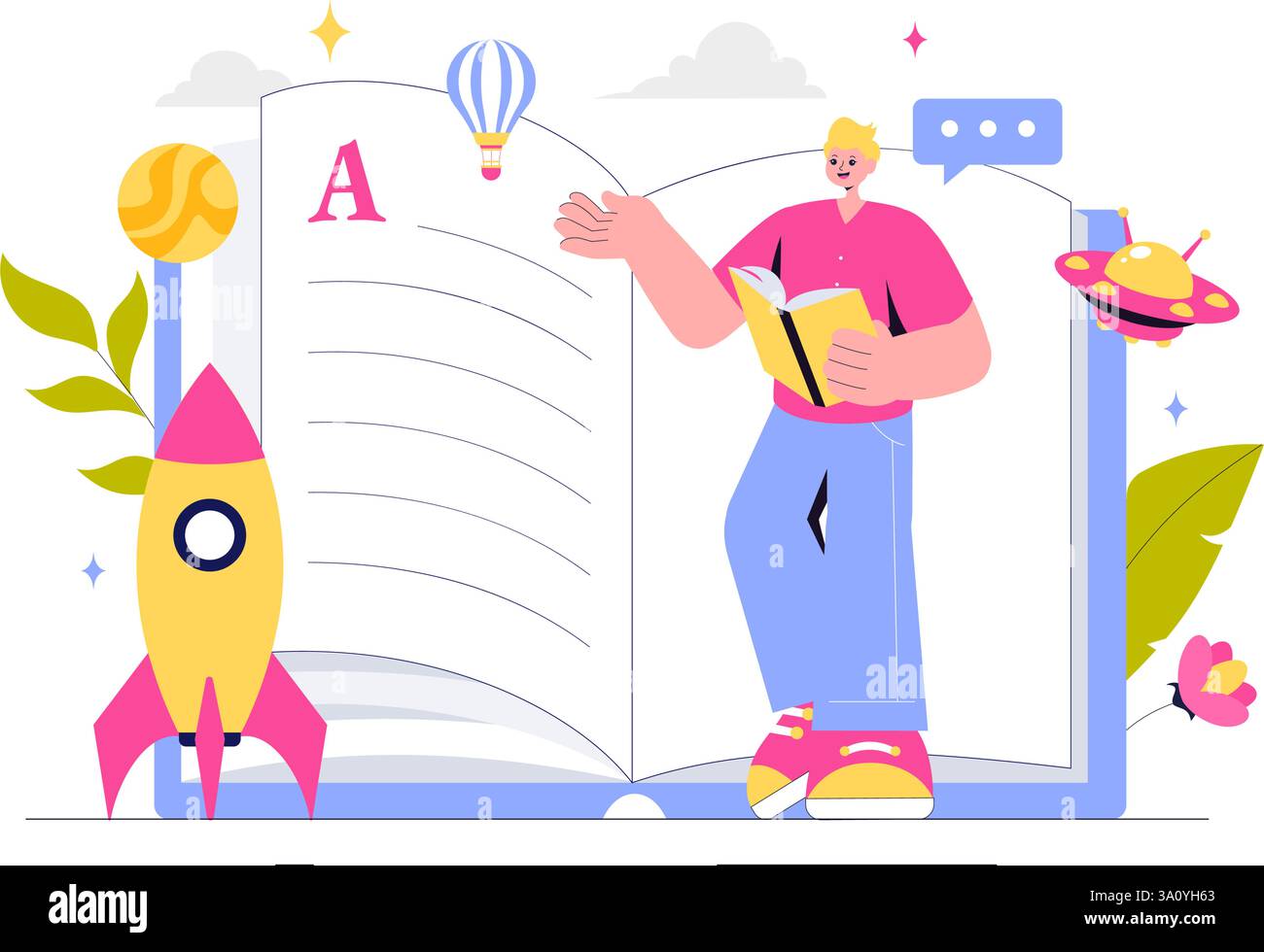 Storytelling Vector Illustration featuring Conveying a Story Through ...