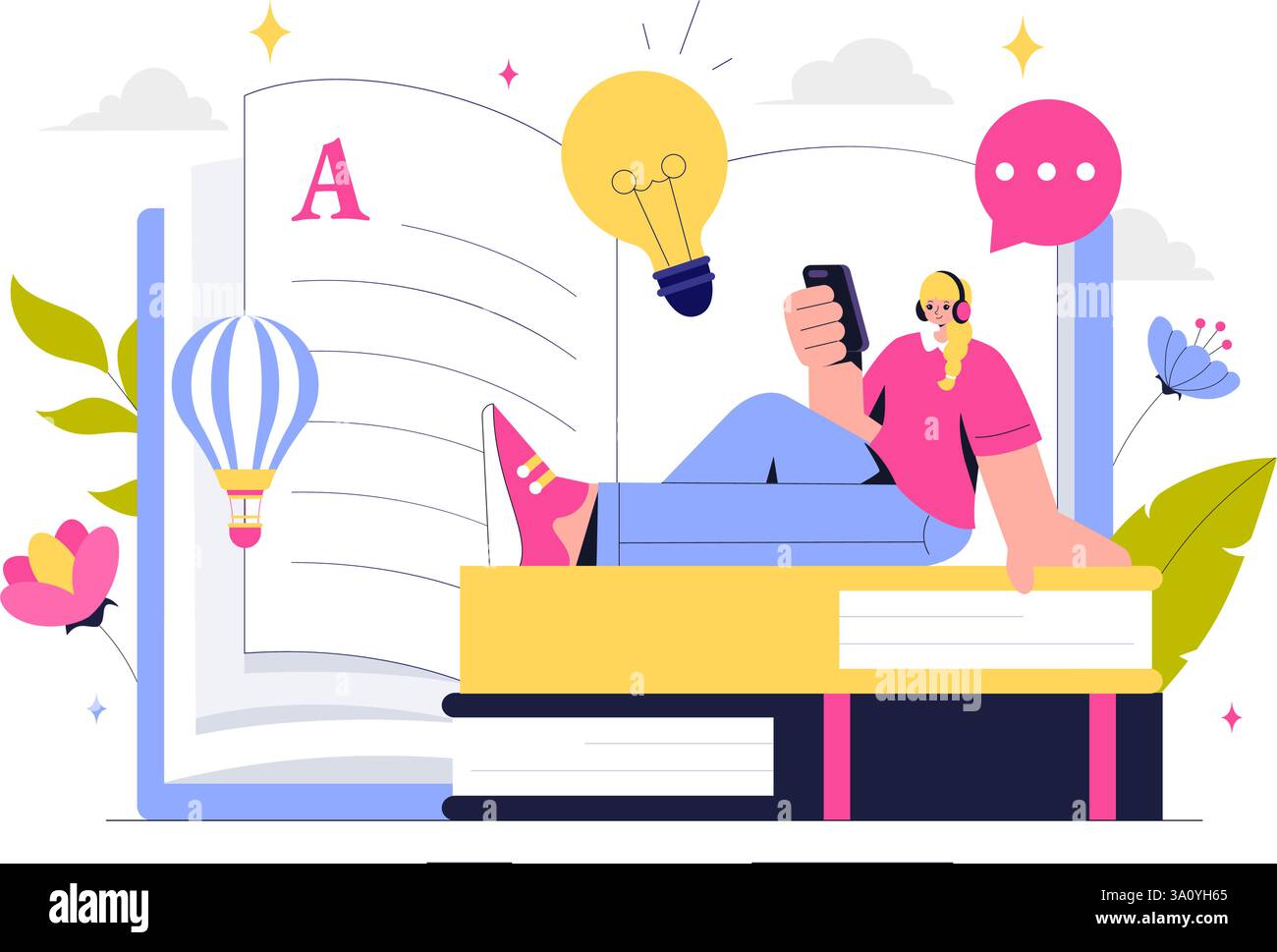 Storytelling Vector Illustration featuring Conveying a Story Through ...