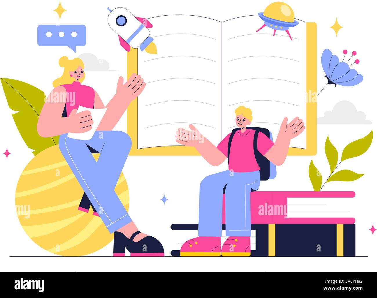 Storytelling Vector Illustration featuring Conveying a Story Through ...