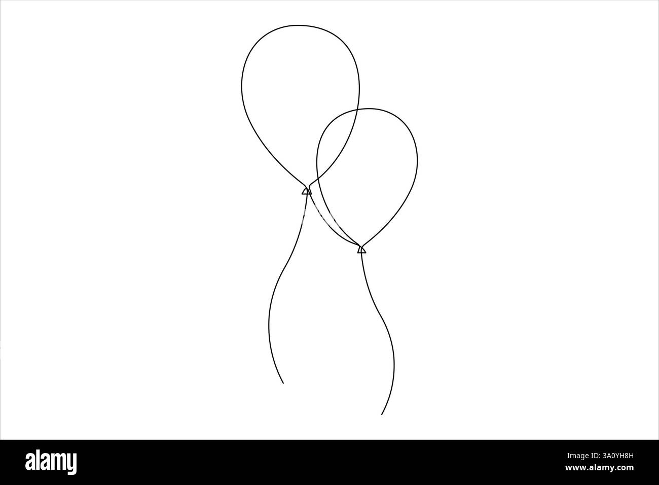 Continuous balloon one line drawing birthday celebration. Holiday party ...
