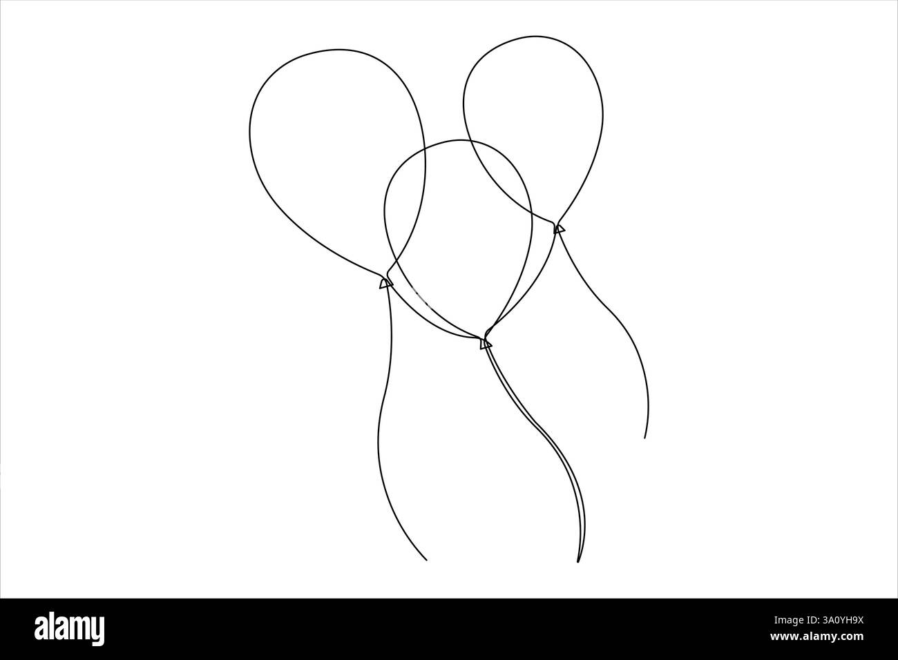 Continuous balloon one line drawing birthday celebration. Holiday party ...