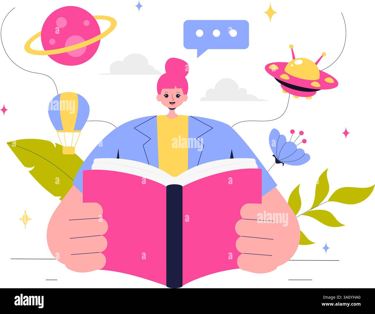 Storytelling Vector Illustration featuring Conveying a Story Through ...