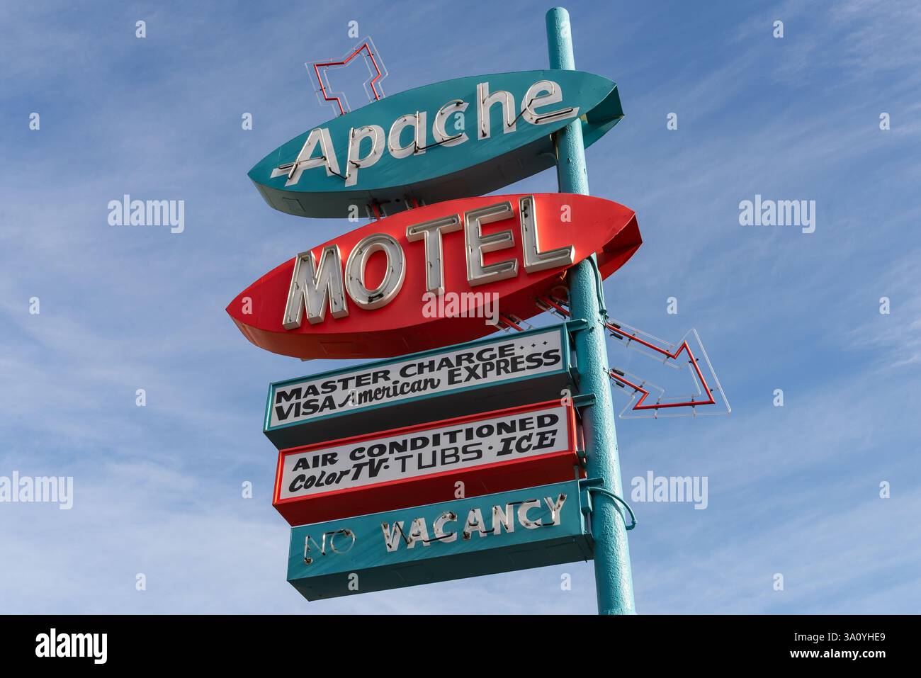 The historic Apache Motel Neon Sign on Las Vegas Boulevard in Las Vegas ...