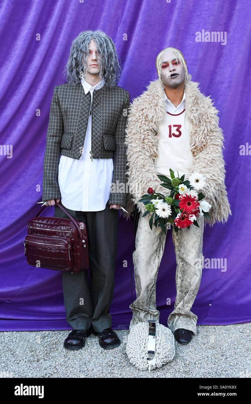Bladee and Ecco2k attending the Acne Studios Womenswear Fall/Winter 2025-2026 show as part of ...