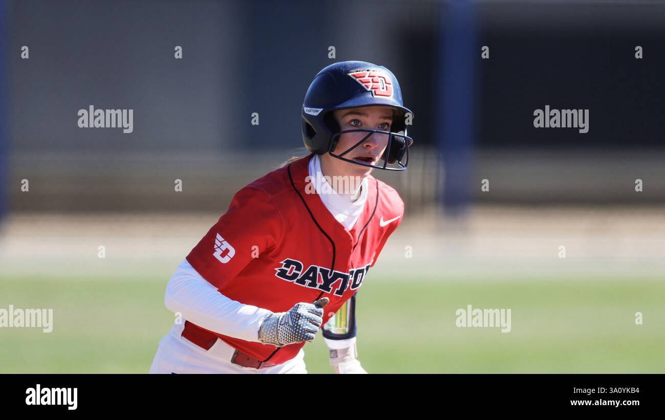 Dayton's Addy Justice (7) runs the bases during an NCAA softball game ...