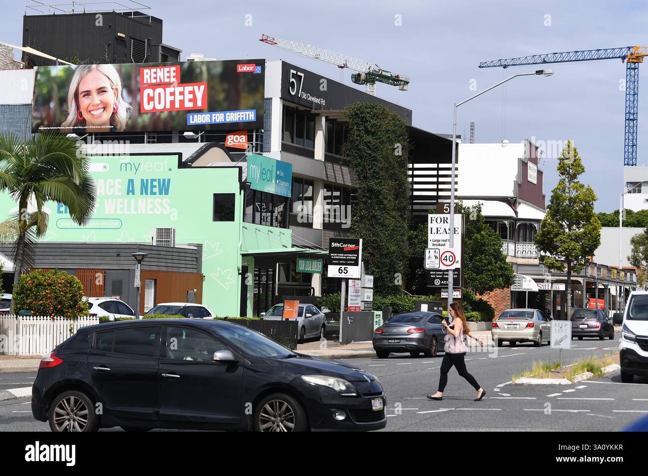 A billboard of Renee Coffey, Labor candidate for Griffith is seen in a ...