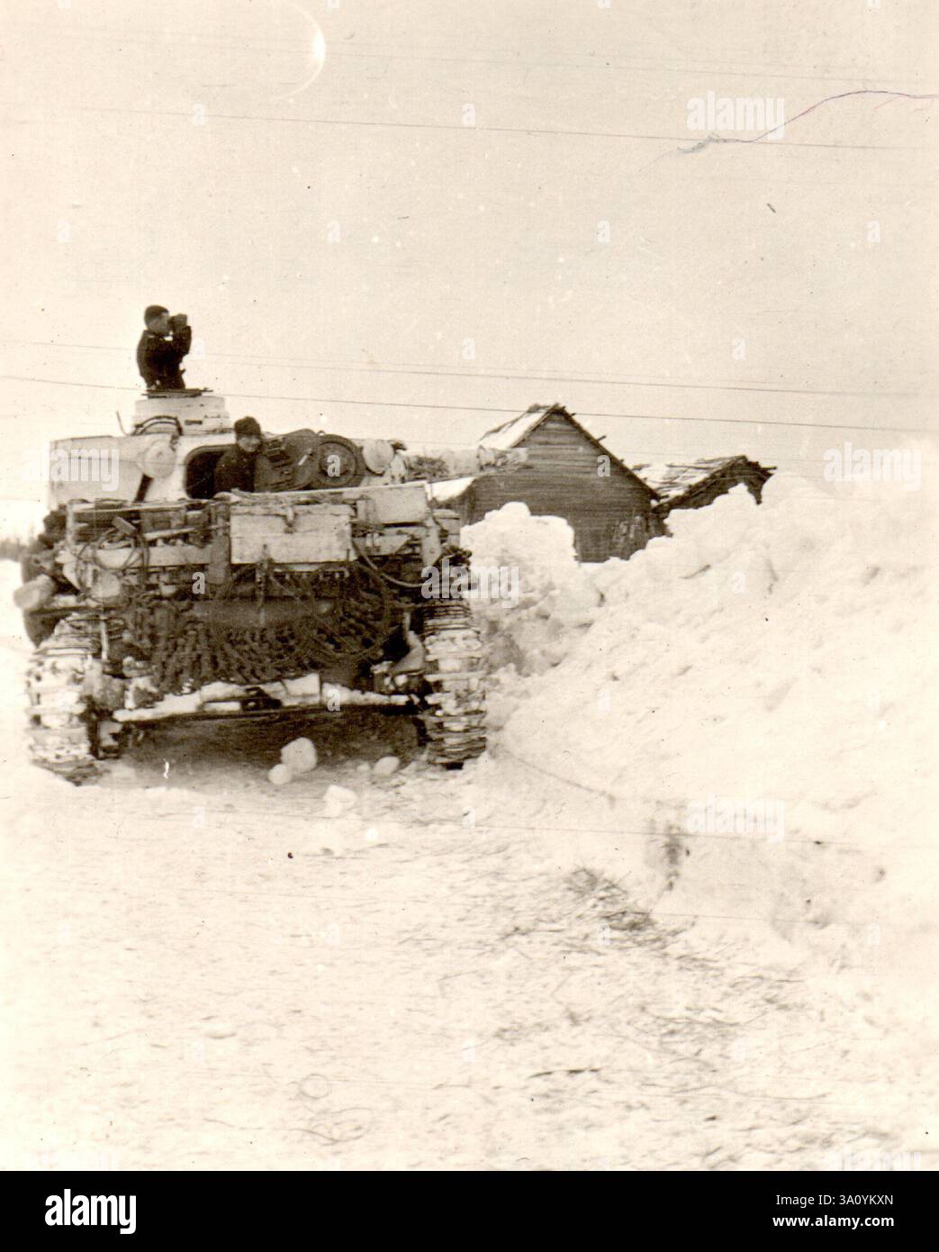 World War two B&W photo German Panzer Mark lV Tank in the Winter of ...