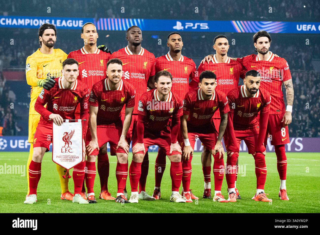 5th March 2025: Paris, France: Liverpool FC starting line up prior to ...