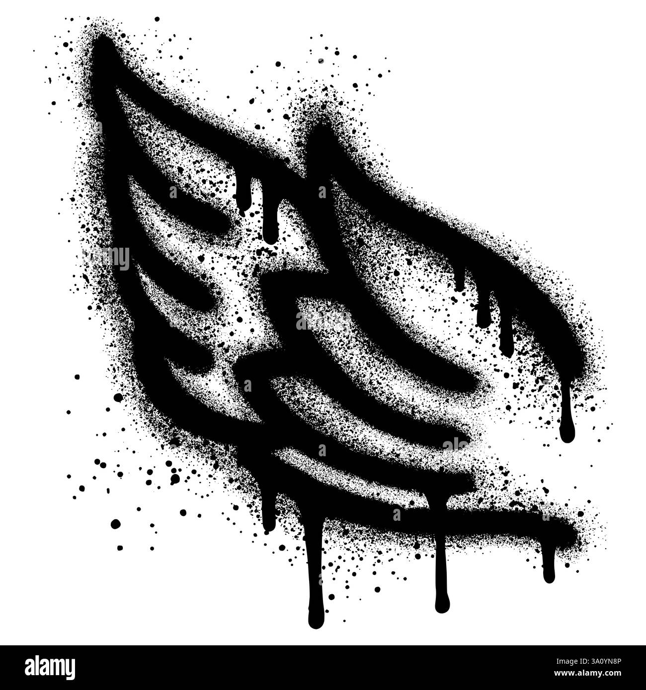 Spray Painted Graffiti wings Sprayed isolated with a white background ...