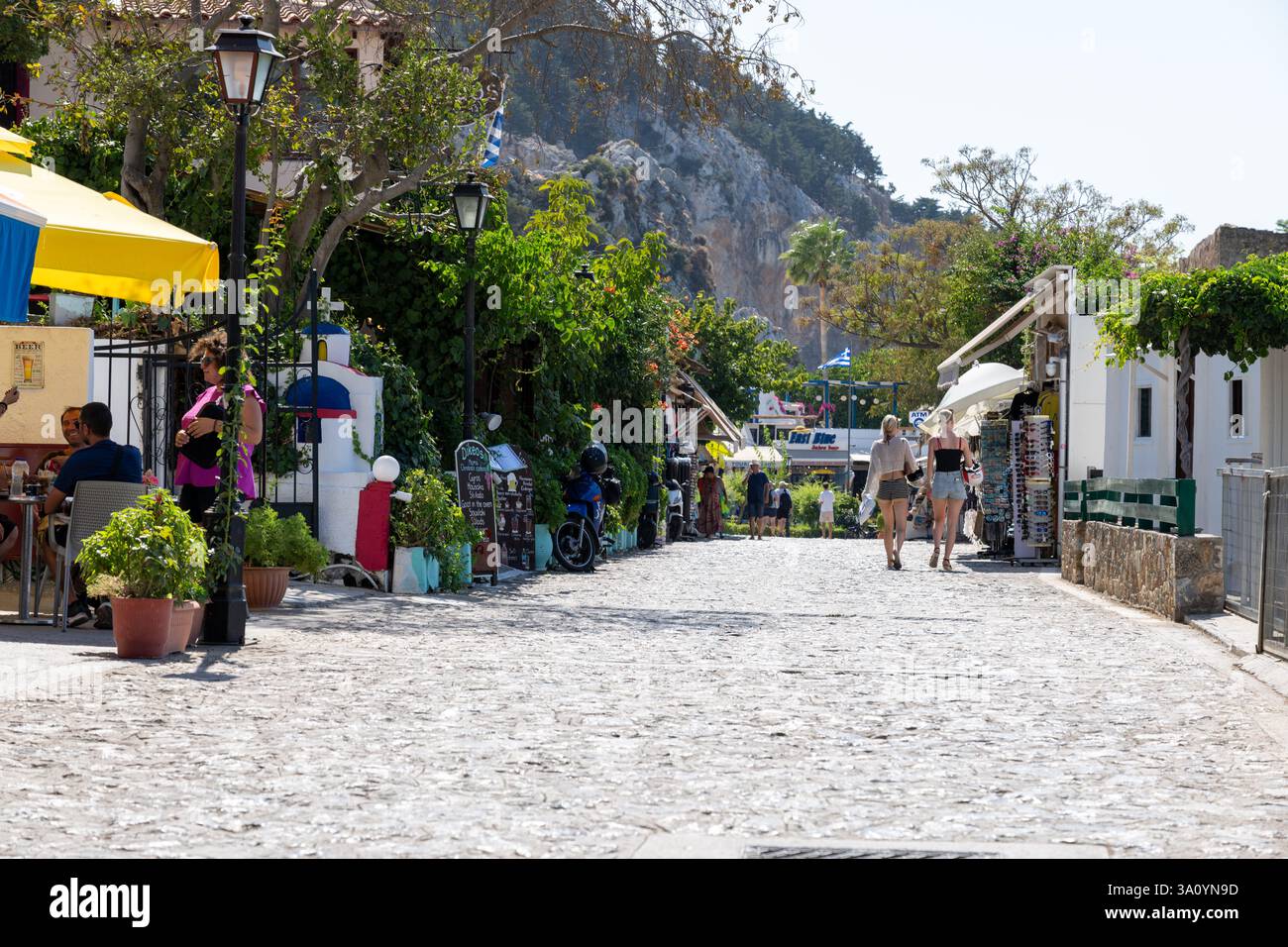 Zia Kos Island - August 25 2025; Street view of hillside town of Zia ...