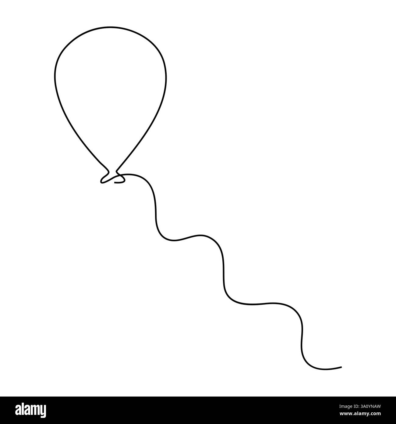 Balloon continuous single line art celebration decoration concept ...