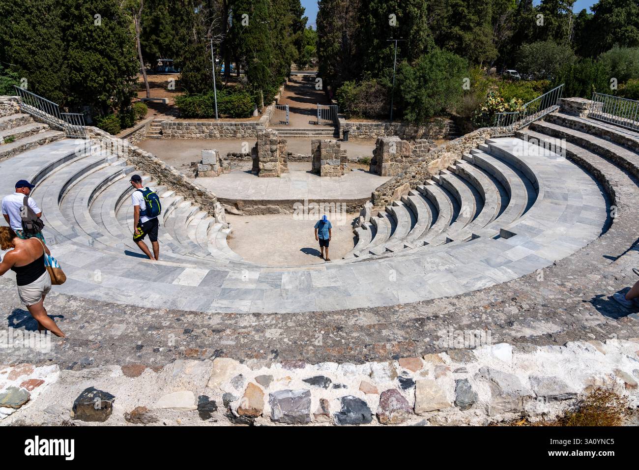 Kos Greece - August 23 2024; Roman Odeon amphitheater with tourists ...