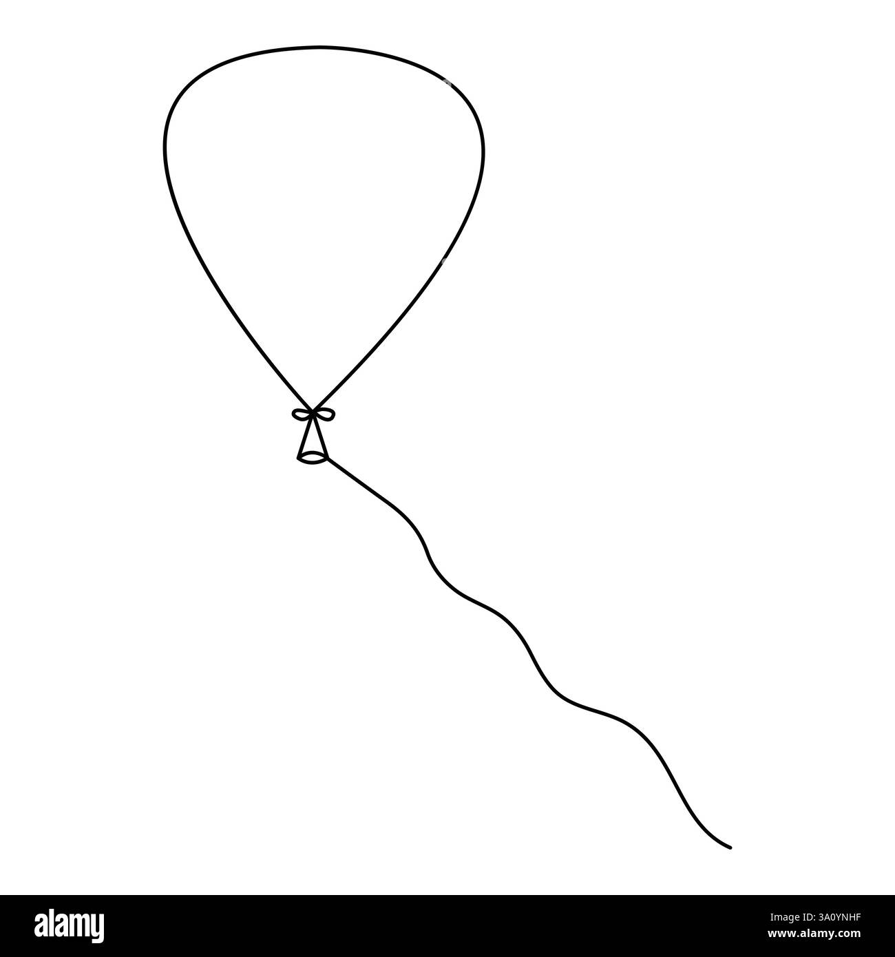Balloon continuous single line art celebration decoration concept ...