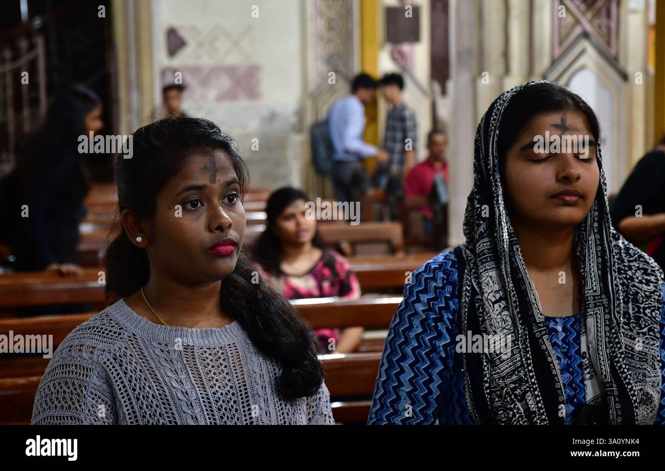 India. 05th Mar, 2025. MUMBAI, INDIA - MARCH 5: A Catholic priest marks ...