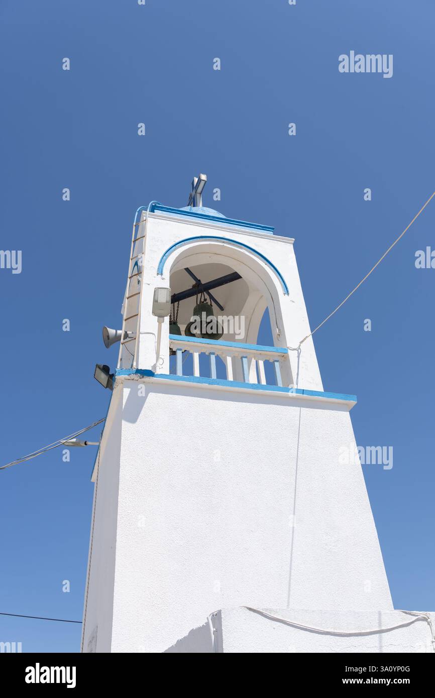 Greek Orthodox Church of Holy Christ low point of view of bell tower in ...