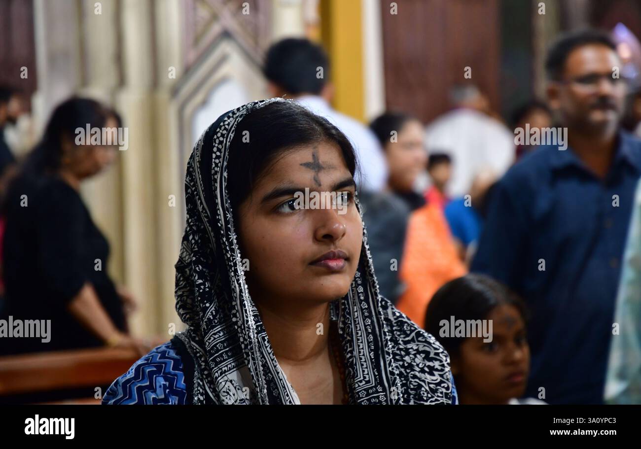India. 05th Mar, 2025. MUMBAI, INDIA - MARCH 5: A Catholic priest marks ...