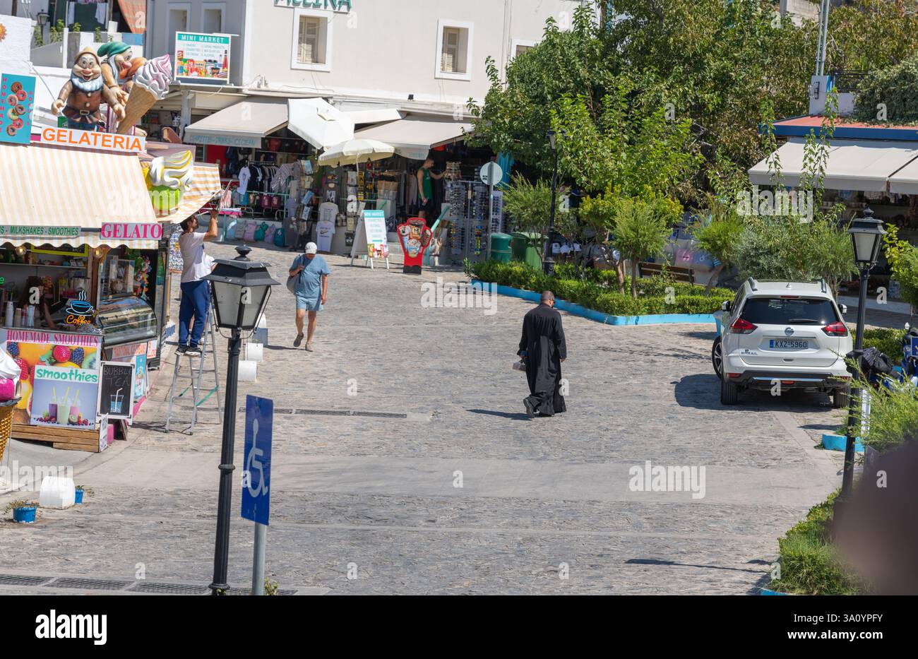 Zia Kos Island - August 25 2025; Street view of hillside town of Zia ...