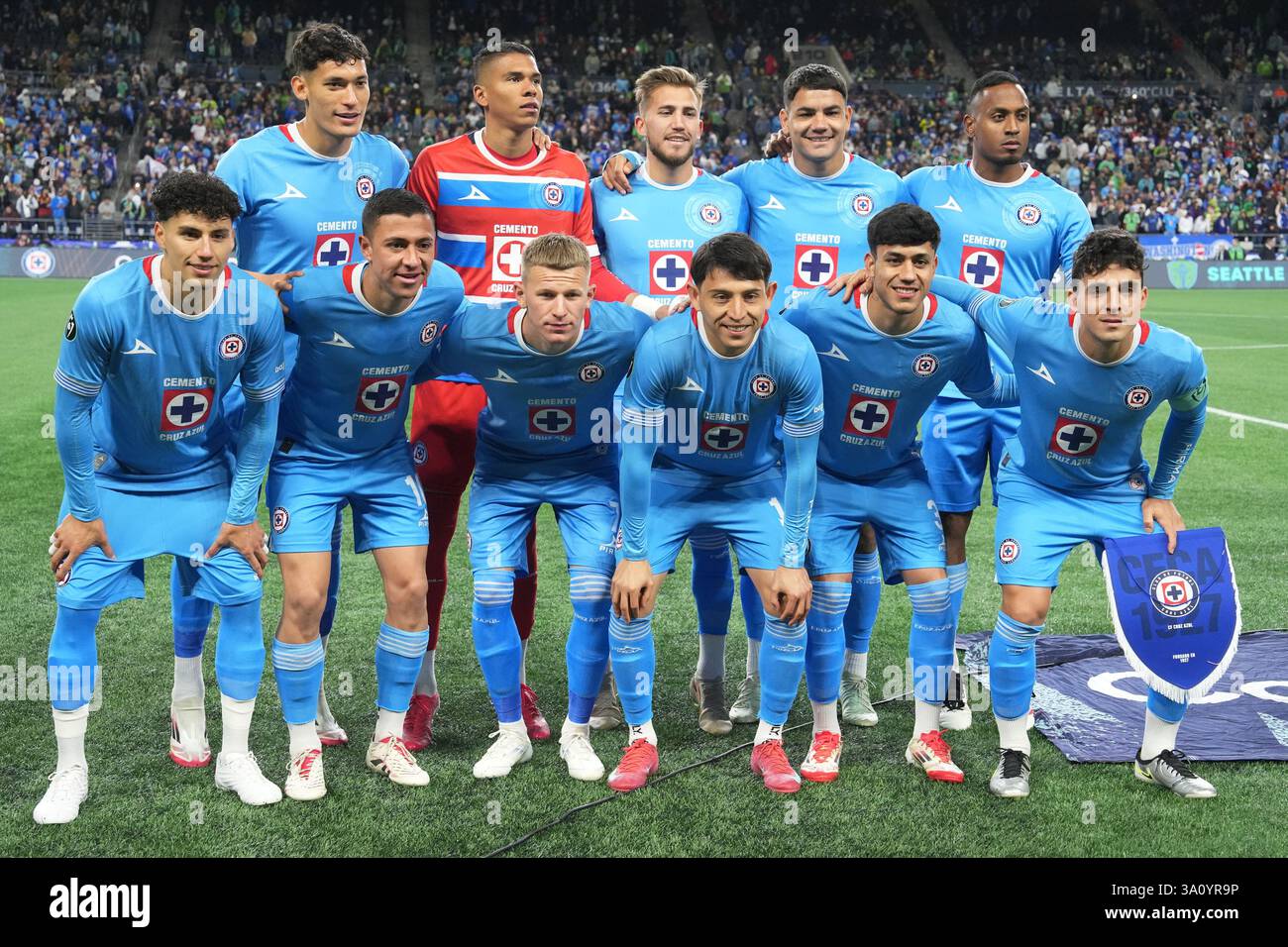 Cruz Azul poses for the traditional prematch photo before a Concacaf ...