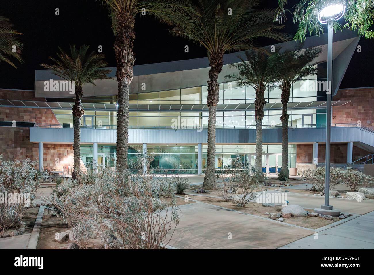 University of California, Riverside UCR Palm Desert Center at night ...