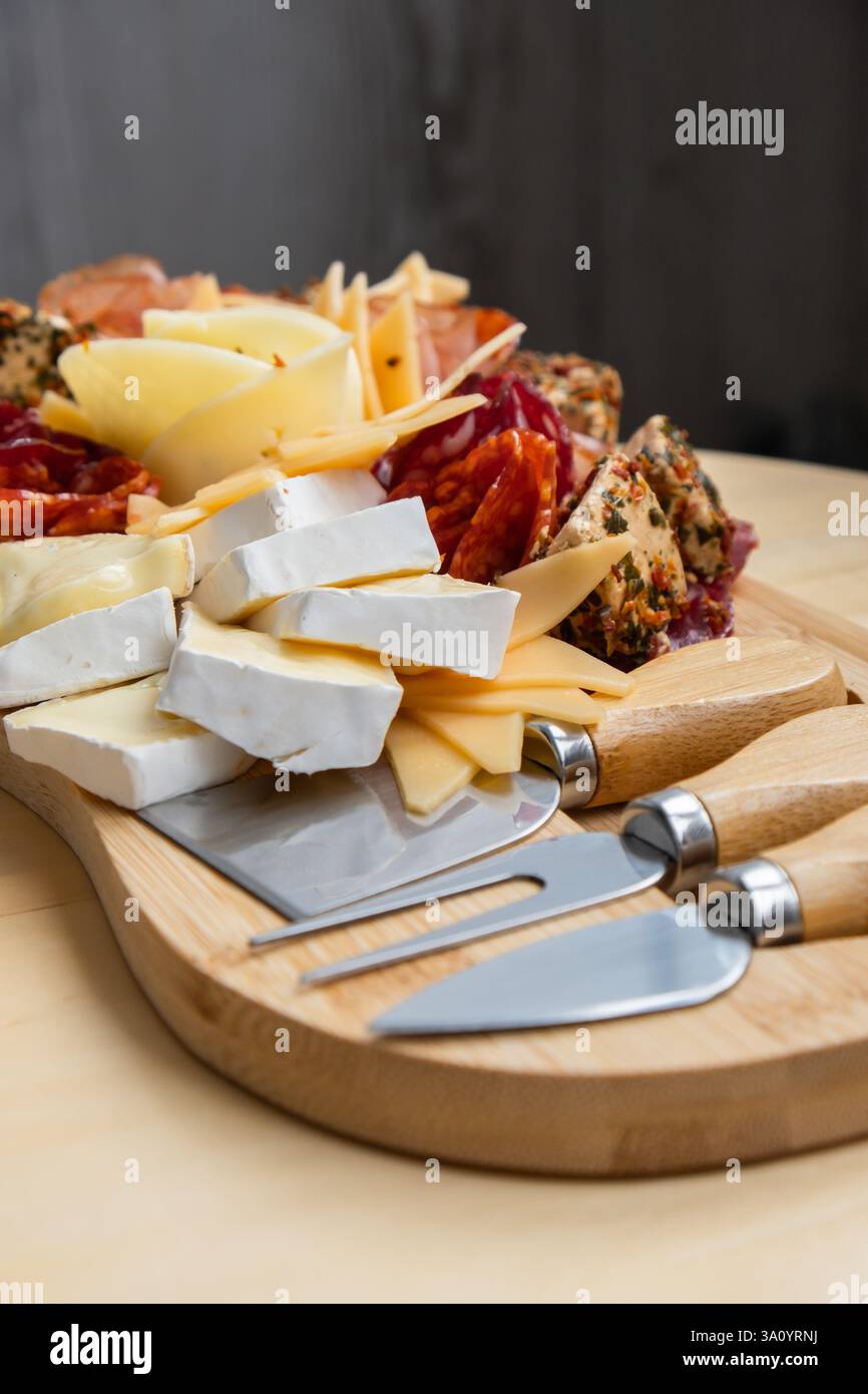 Food trend gift aperitivo party idea. Appetizers wooden grazing board ...