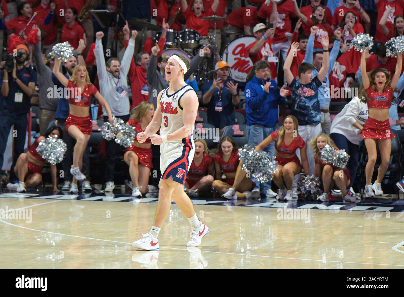 Mississippi guard Sean Pedulla (3) celebrates a win over Tennessee ...