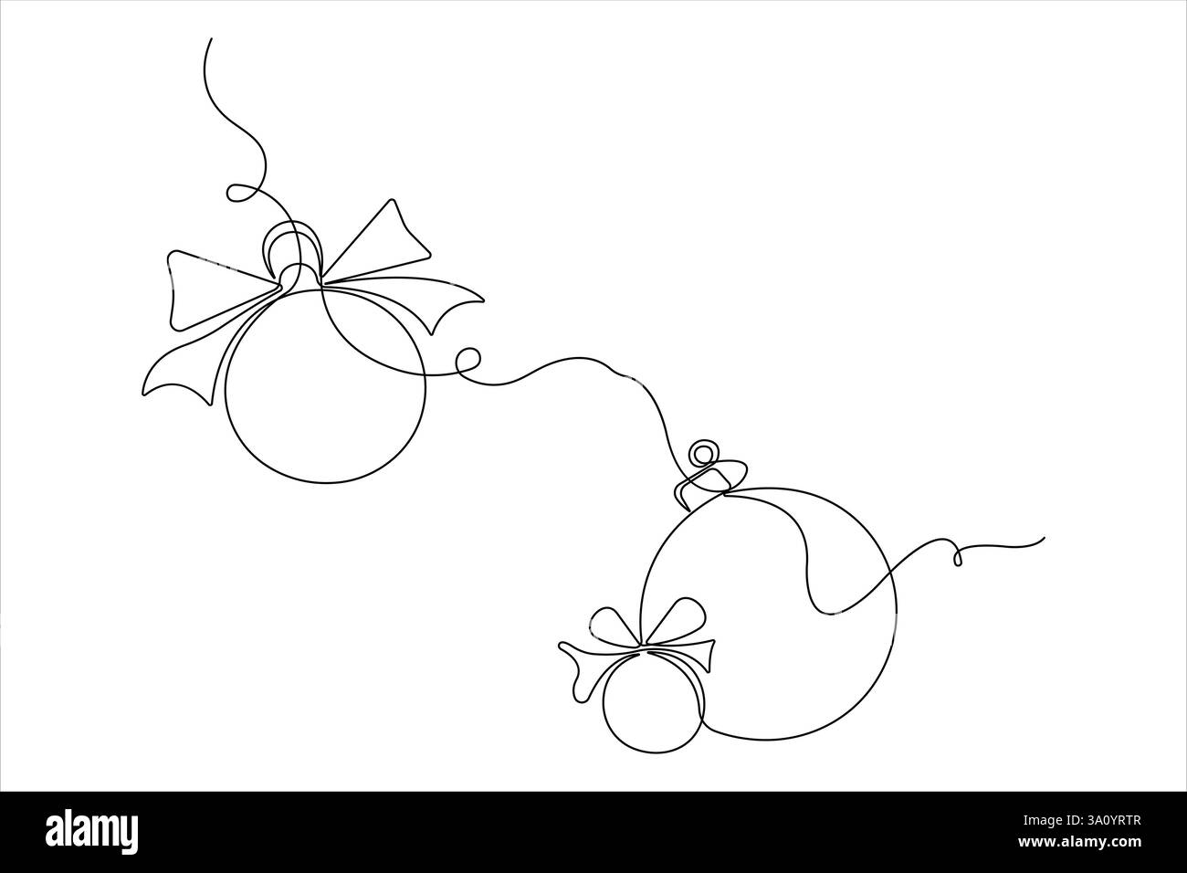 Continuous one line drawing icon of Christmas decoration ball bauble ...