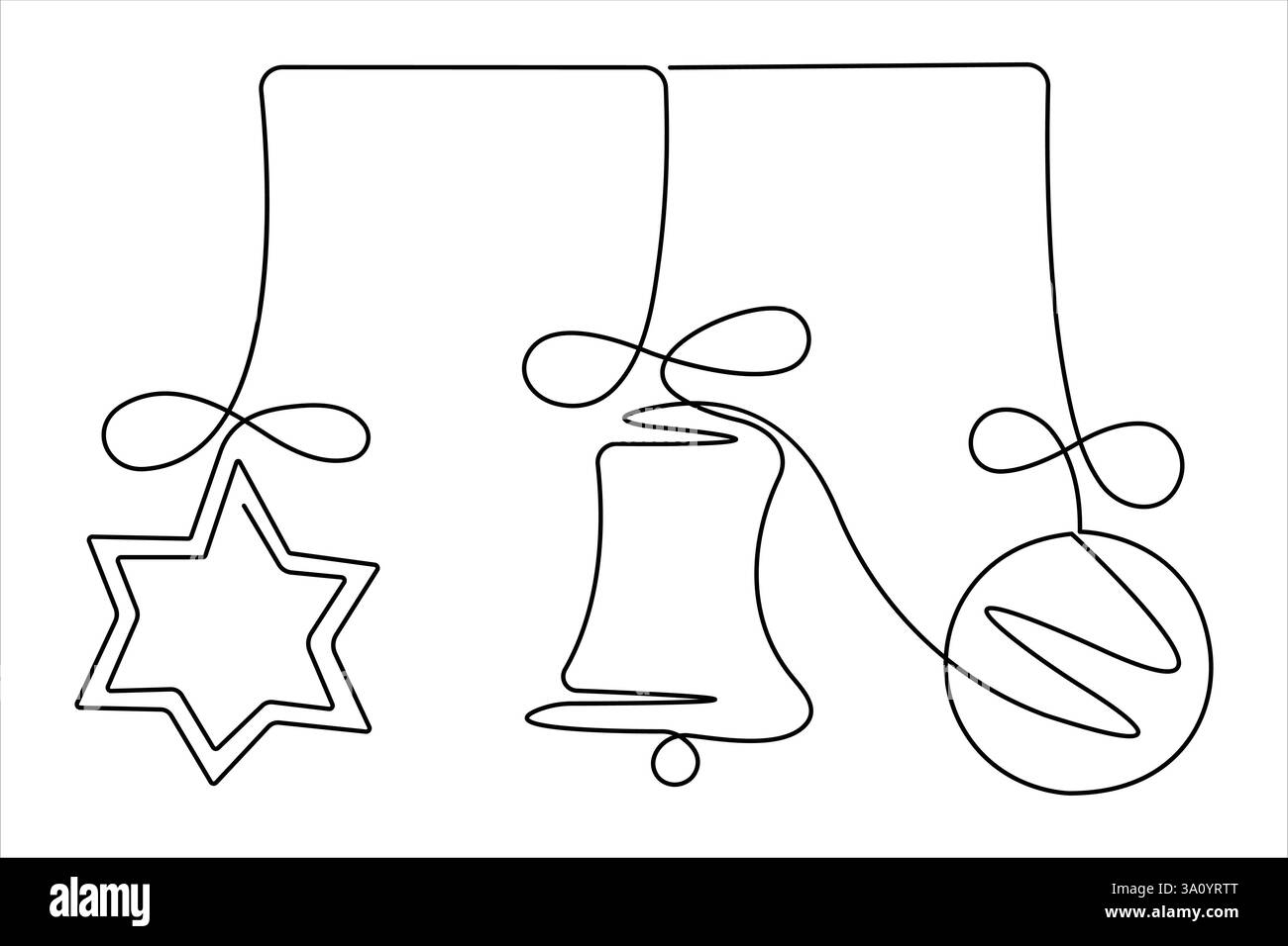 Continuous one line drawing icon of Christmas decoration ball bauble ...