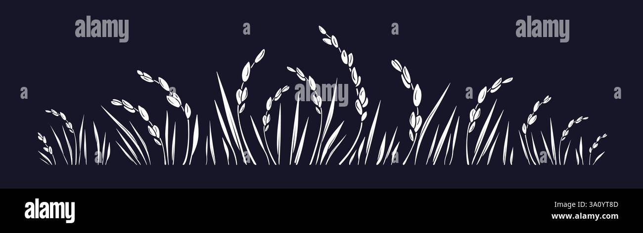 Rice silhouette, white grain. Traditional organic food in asian ...