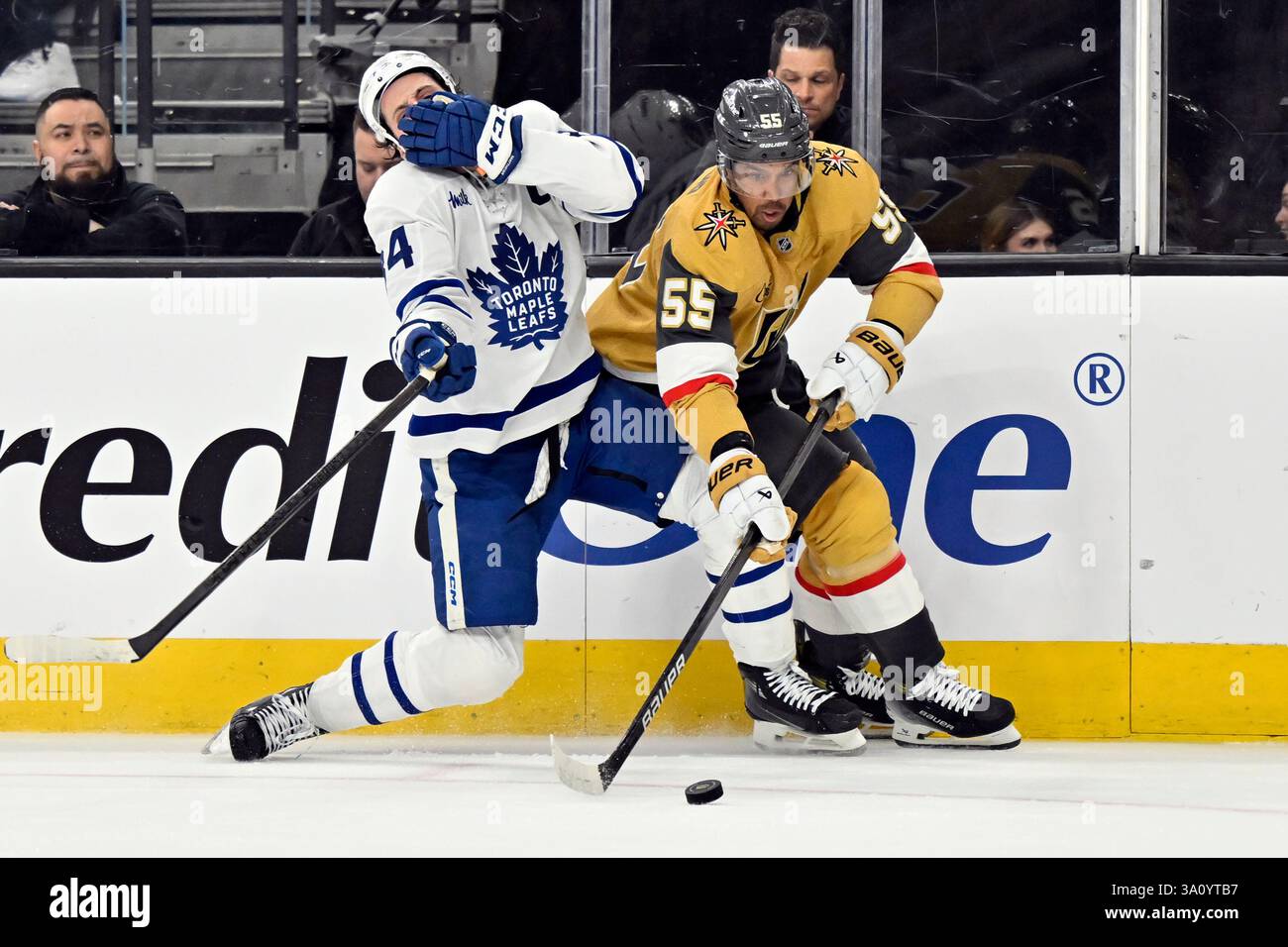 Toronto Maple Leafs center Auston Matthews (34) reacts as he battles ...