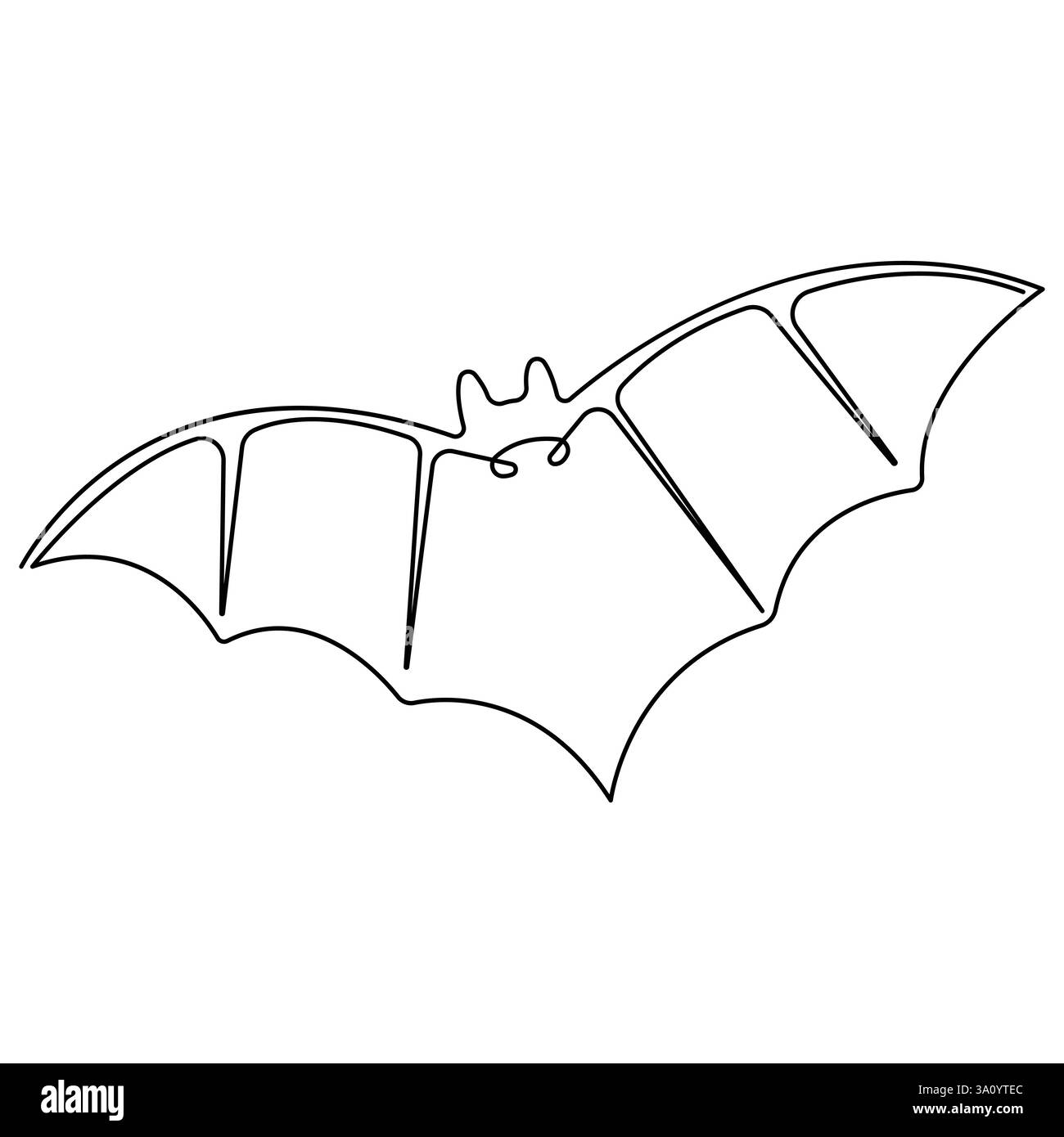 Continuous single line art drawing of cute flying bat for nature lover ...