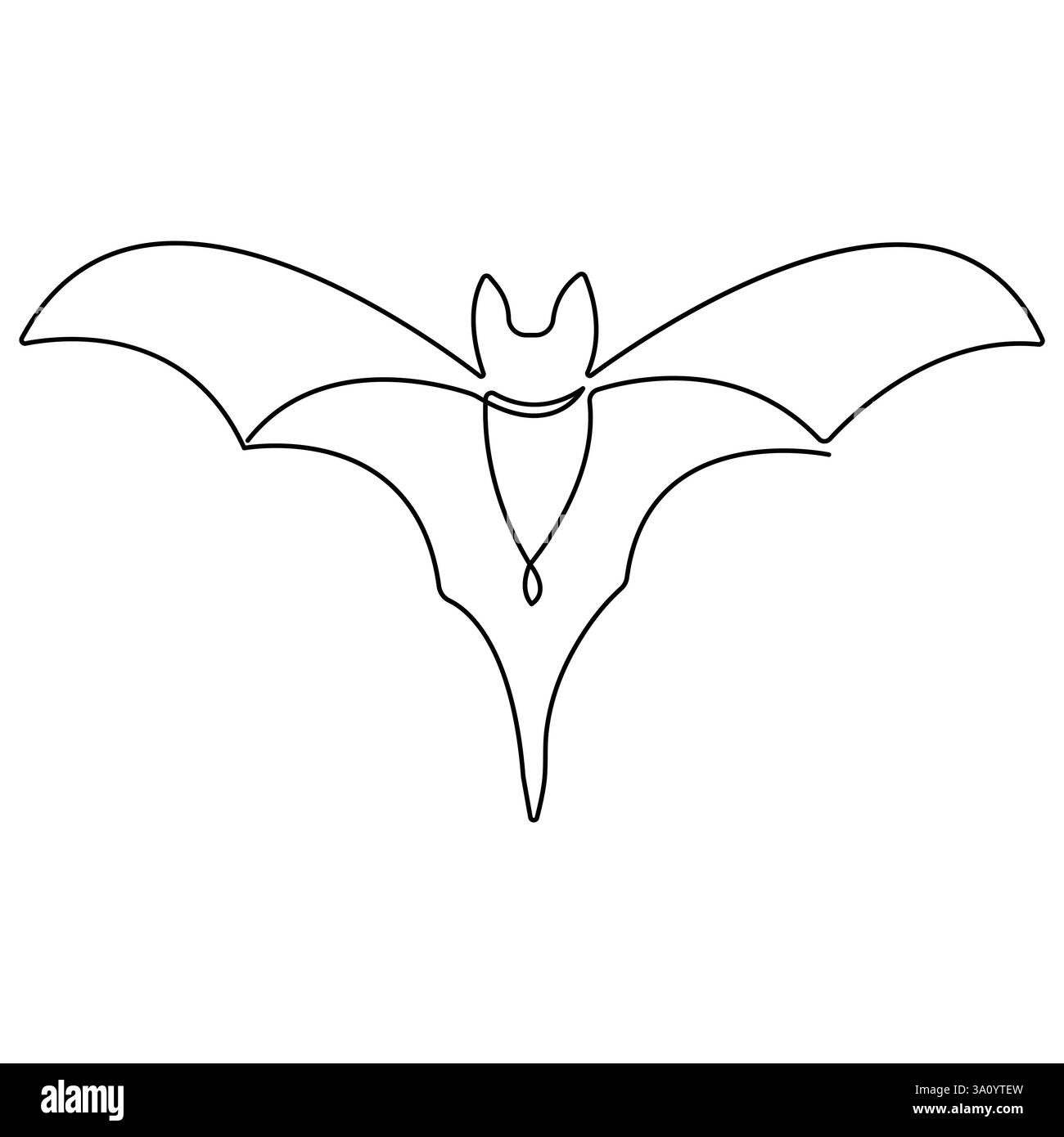Continuous single line art drawing of cute flying bat for nature lover ...
