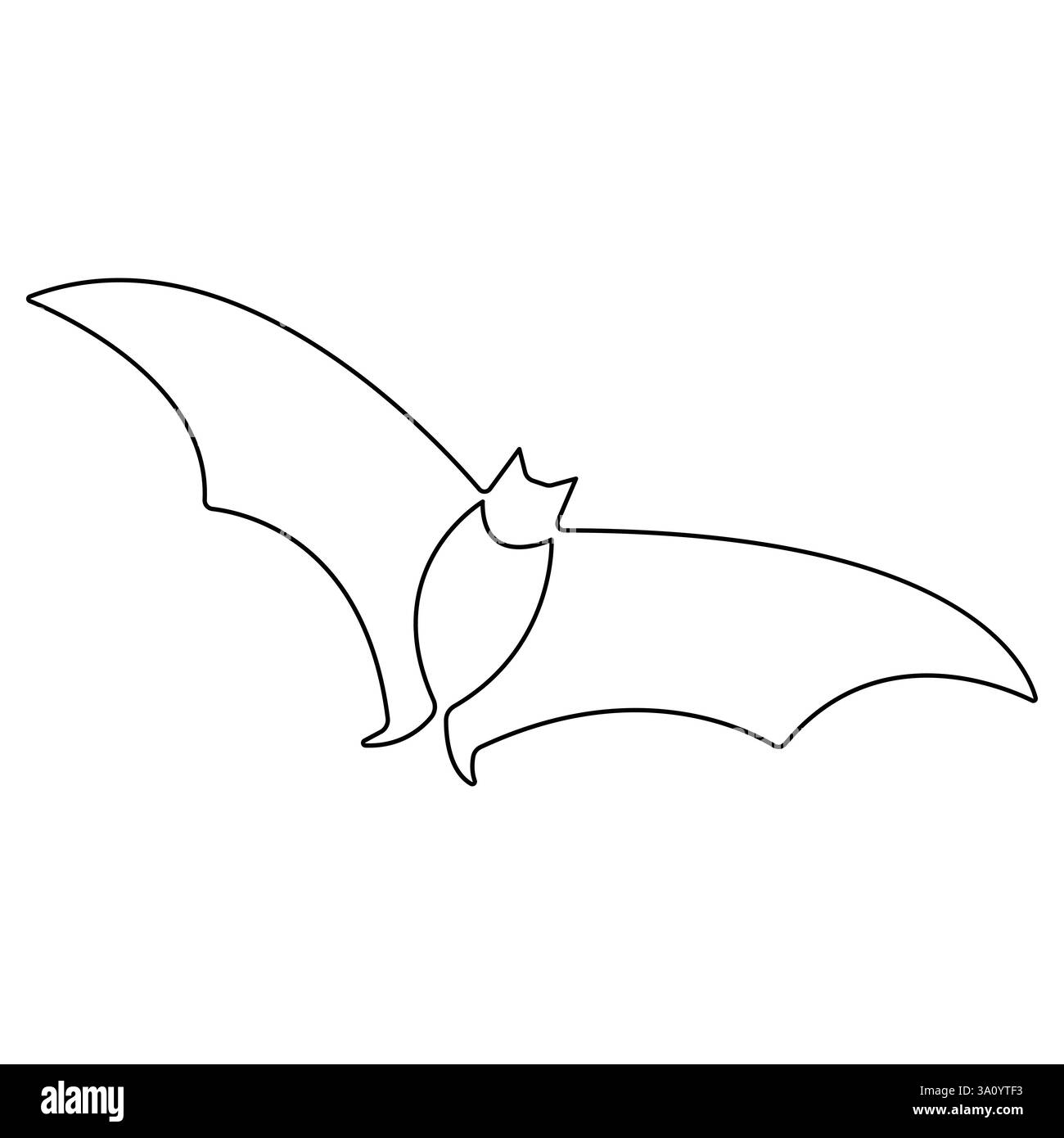 Continuous single line art drawing of cute flying bat for nature lover ...