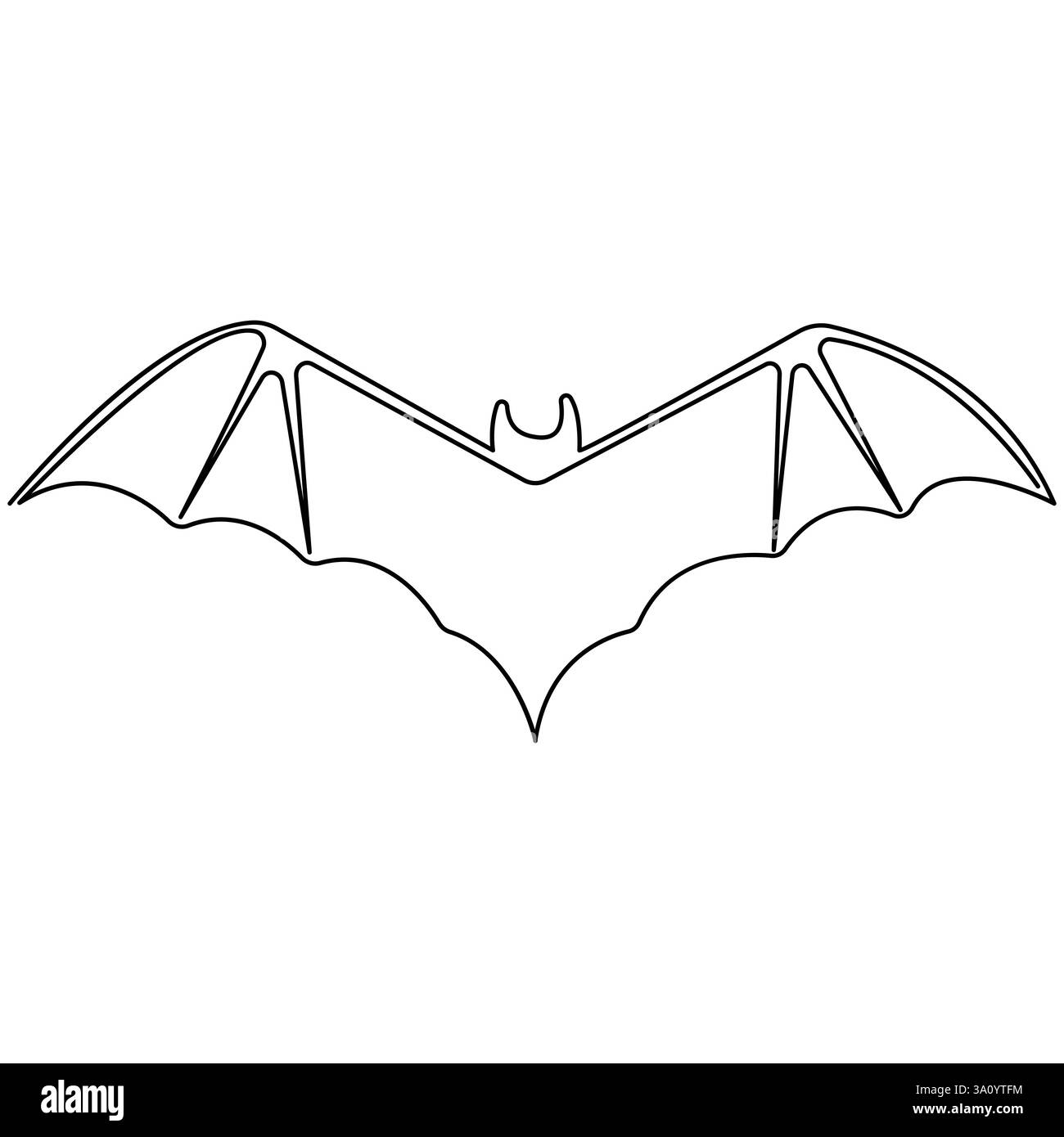 Continuous single line art drawing of cute flying bat for nature lover ...
